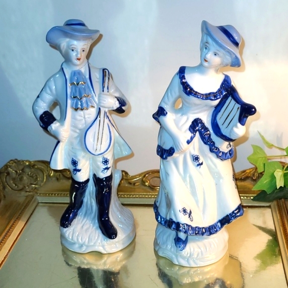 Art | Victorian Porcelain Figurines Man And Woman Musical Instruments 8 ...